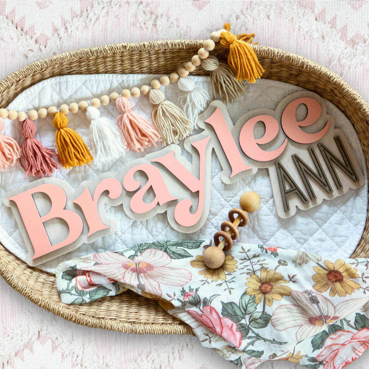 Boho Baby Name Signs for Baby Girl or Boy Nursery | Natural Wood ...