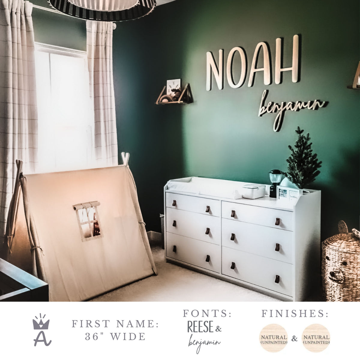 First & Middle Name Wooden Sign for Nursery Decor or Childrens Room