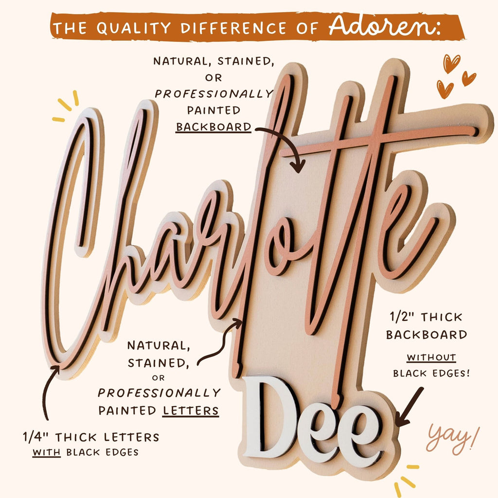 Layered Name Sign - Script Font + Block Font